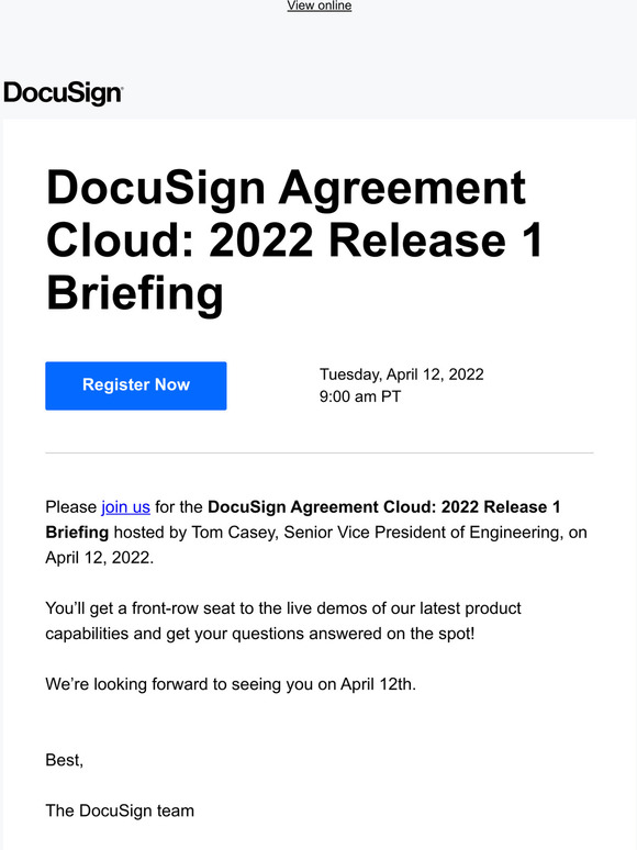 DocuSign: Register now for the DocuSign Agreement Cloud: 2022 Release 1 ...