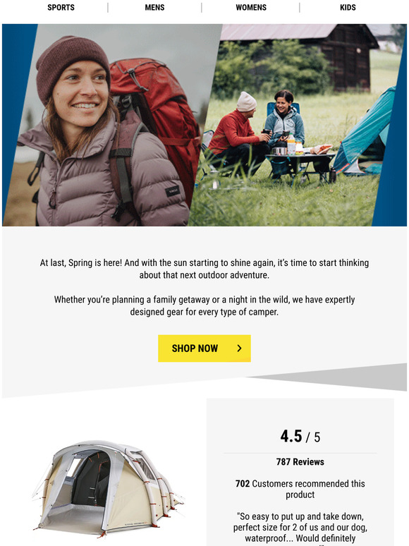Decathlon: Your Decathlon email - it's time to camp | Milled
