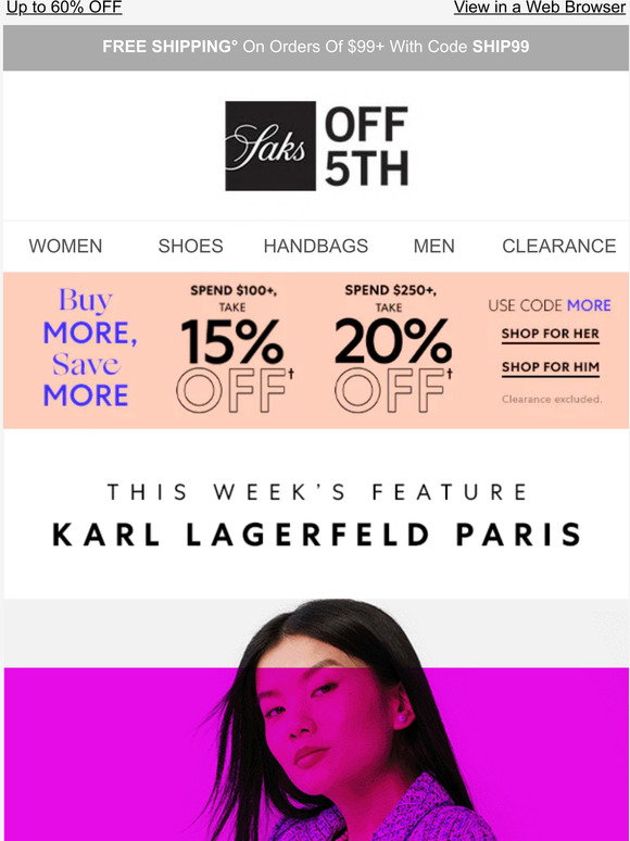 Saks OFF 5TH: Karl Lagerfeld Paris is going fast | Milled