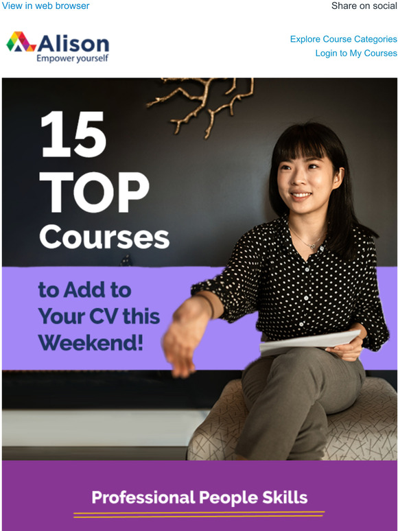 Alison: -Make your CV Stand Out with these 15 Adaptable Courses! | Milled