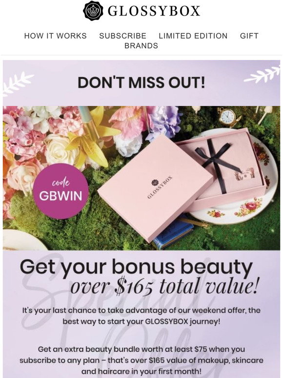 Glossy Box: What will your FREE GIFT be? Play now | Milled
