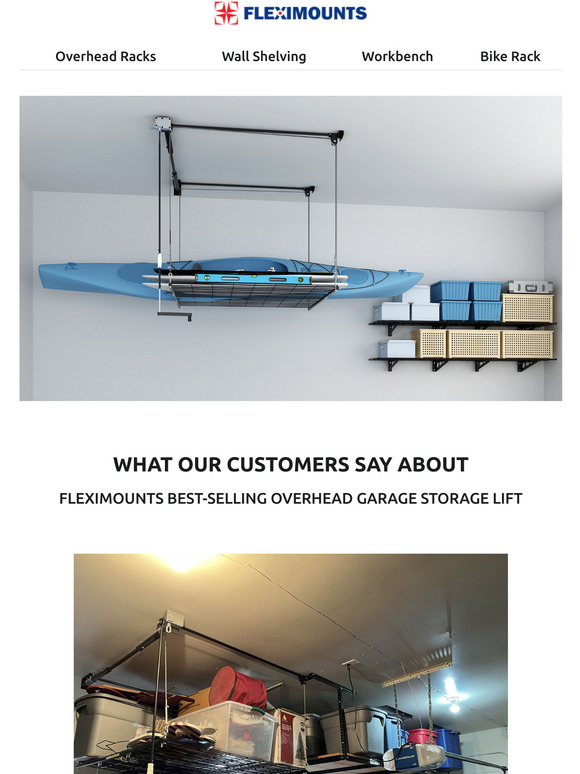 FLEXIMOUNTS: What our customers say about Garage Storage Lift | Milled