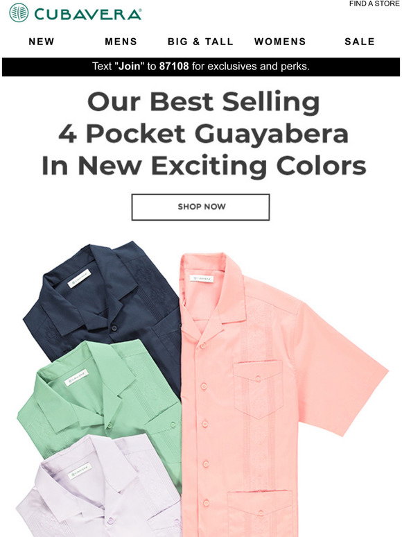 Cubavera: Now in New Colors: Our Best-Selling 4-Pocket Guayabera | Milled