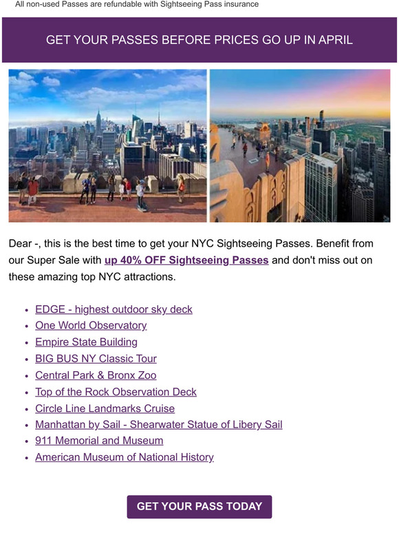 Sightseeing Pass: NYC prices must go up in April | Take advantage now | Milled