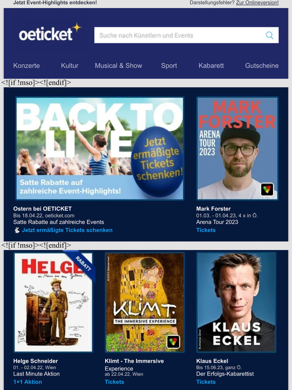 oeticket: Ostern bei OETICKET | Mark Forster | Seiler und Speer | uvm. | Milled