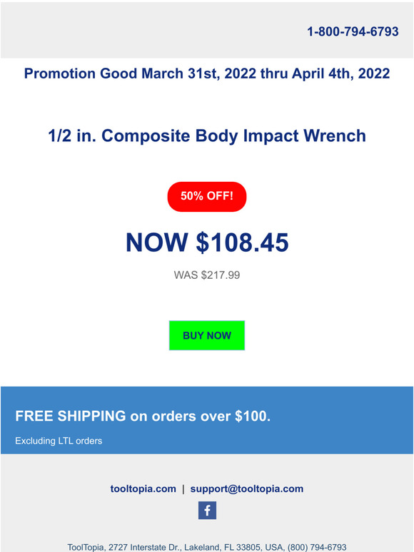 ToolTopia: POWER DEAL 1/2 in. Composite Body Impact Wrench | Milled