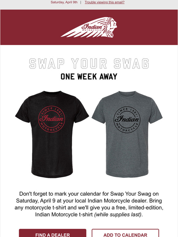 Indian Motorcycle: Swap Your Swag is one week away | Milled