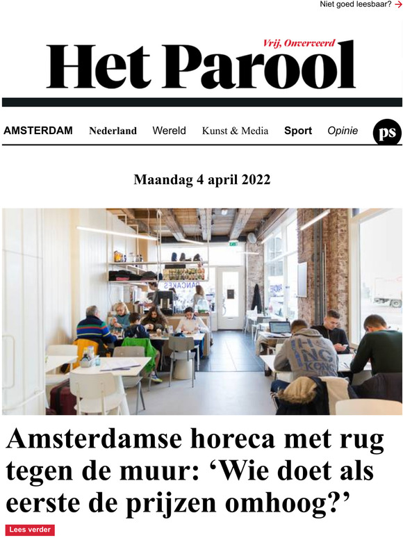 Het Parool: Amsterdamse horeca met de rug tegen de muur: Wie doet als ...