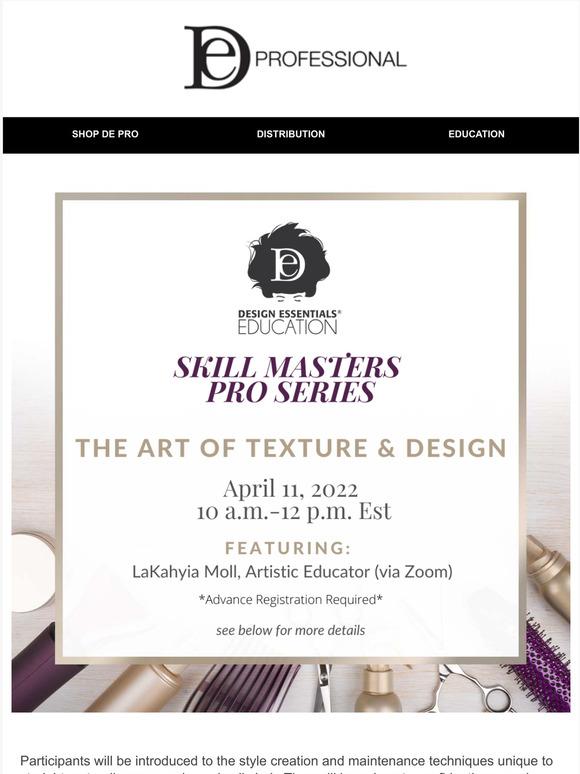 Design Essentials: REGISTER: DE Skill Masters Pro Series Presents: The ...