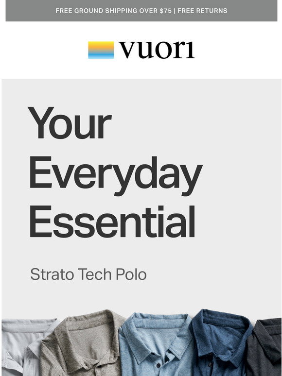 Vuori: Fresh new colors in our Strato Tech Polo | Milled