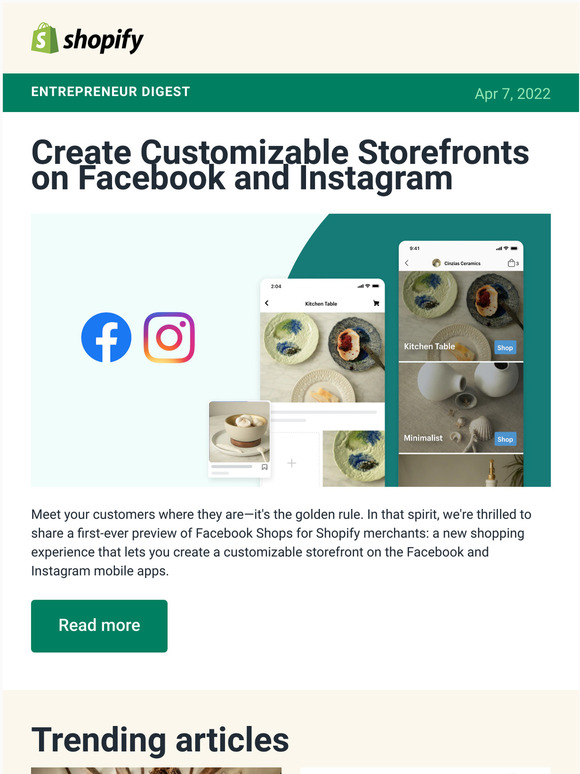 Shopify: Create Customizable Storefronts on Facebook and Instagram | Milled