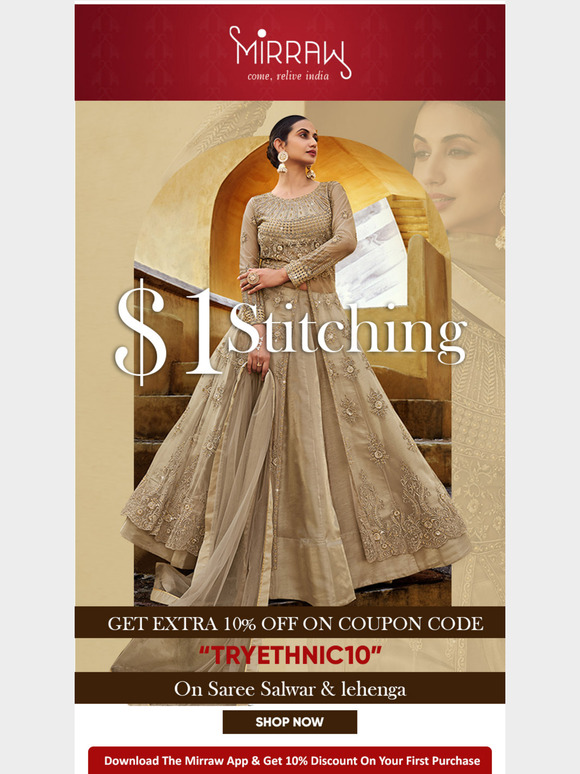 Mirraw: Just $1 for a Perfect Stitch! It's just possible at Mirraw | Milled