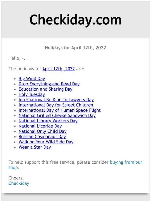 Checkiday: Holidays for April 12th, 2022! | Milled