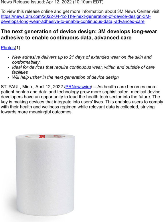 3M: The next generation of device design: 3M develops long-wear ...