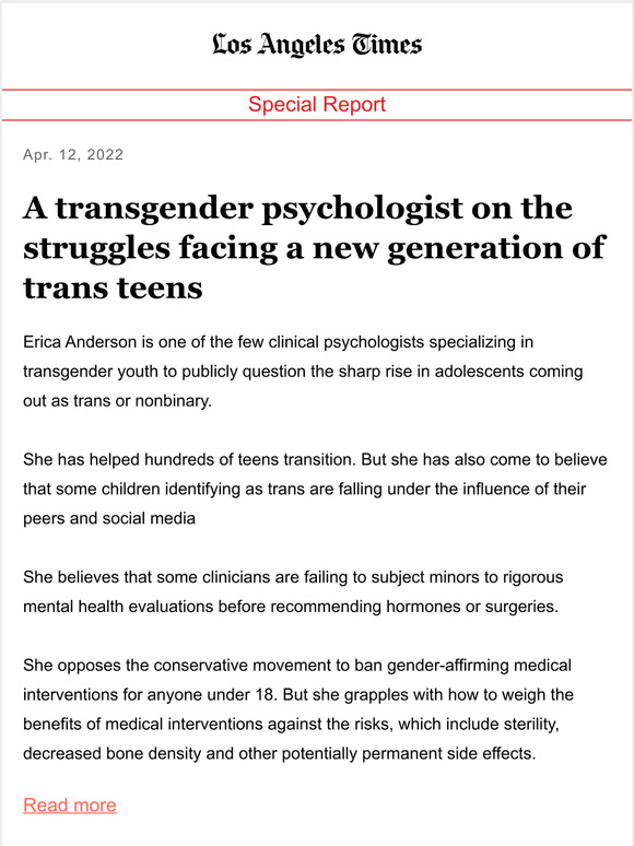 Los Angeles Times: A transgender psychologist on the struggles facing a ...
