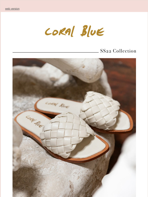 Coral Blue: Woven leather slides! Stand out! | Milled