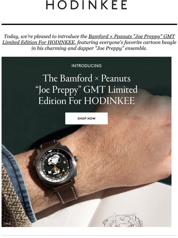 Hodinkee: Introducing The Bamford Peanuts "Joe Preppy" GMT Limited ...