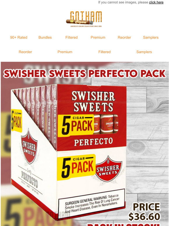 Gotham Cigars: Swisher Sweets Perfecto Pack Back in Stock! | Milled