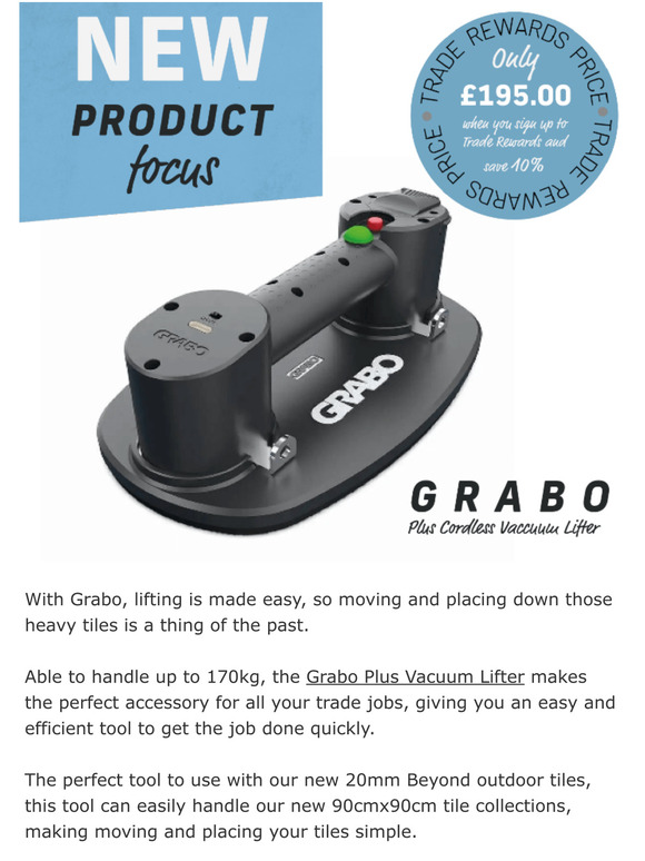 Tile Giant: Grab a Grabo Cordless Vacuum Lifter - now in stock! | Milled