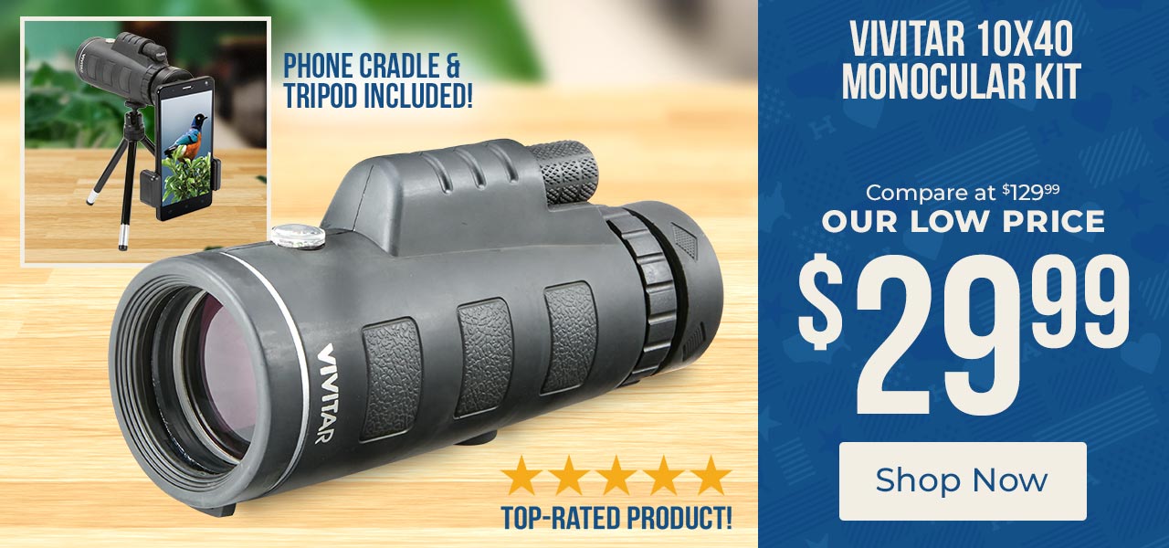 Heartland America: $29.99 Vivitar 10x40 Monocular Kit! | Milled