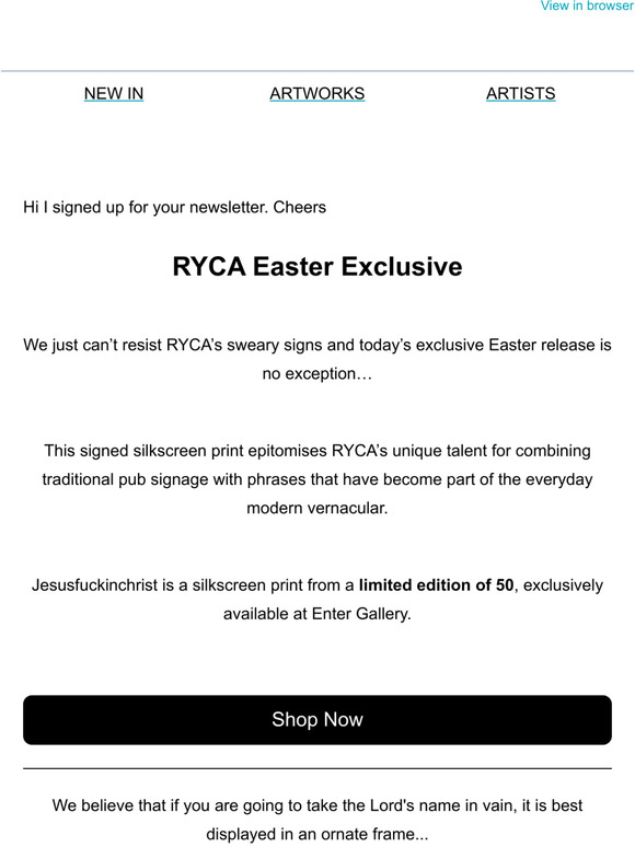 Enter Gallery: RYCA Easter Exclusive | Milled