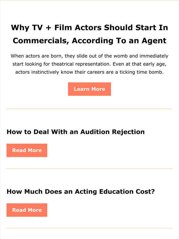 Backstage: Why TV + Film Actors Should Start In Commercials, According ...