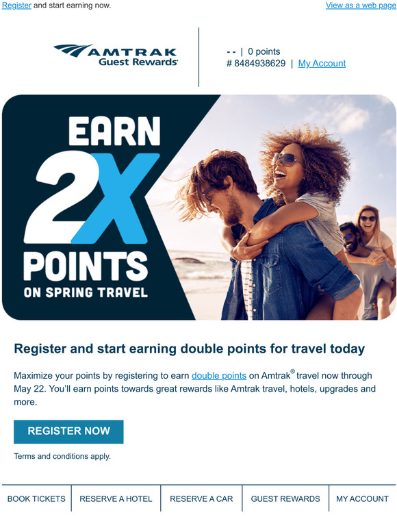 Amtrak: -dont forget about 2X points on travel. | Milled