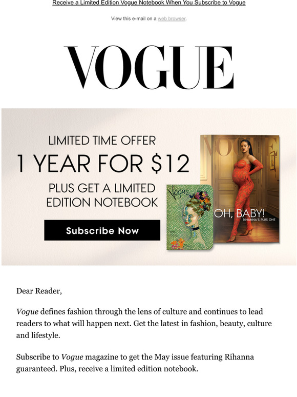 Vogue: Subscribe to Vogue and Get a Limited Edition Notebook | Milled