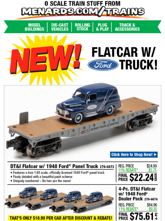 Menards: New! Officially Licensed Ford Truck on Flatcar with 11% OFF ...