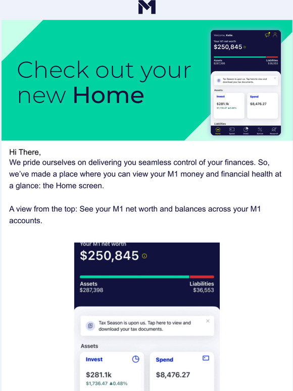 M1 Finance: Introducing the M1 Home screen | Milled