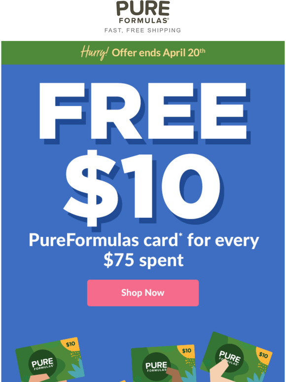 PureFormulas: Get your FREE $10 PureFormulas card | Milled