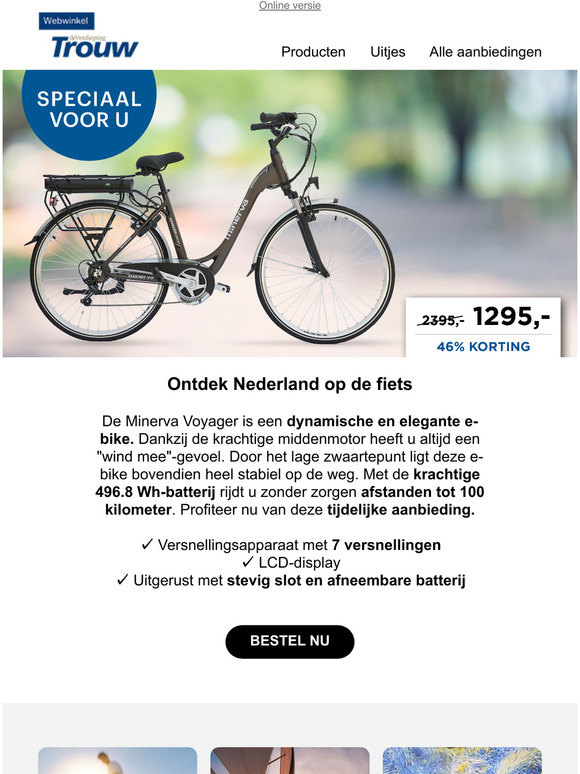 Trouw Webwinkel: Pak de fiets: 1100 korting op Minerva e-bike | Milled