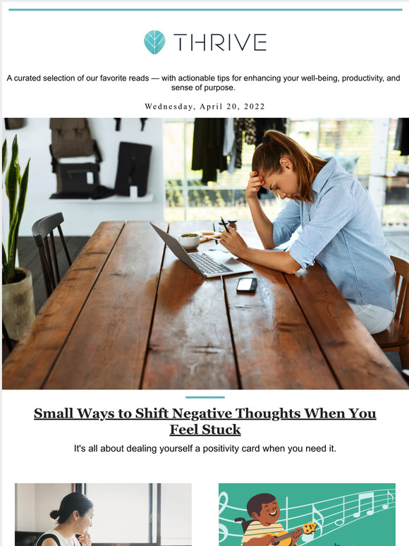 Thrive Global: How to Shift Negative Thoughts When You Feel Stuck | Milled
