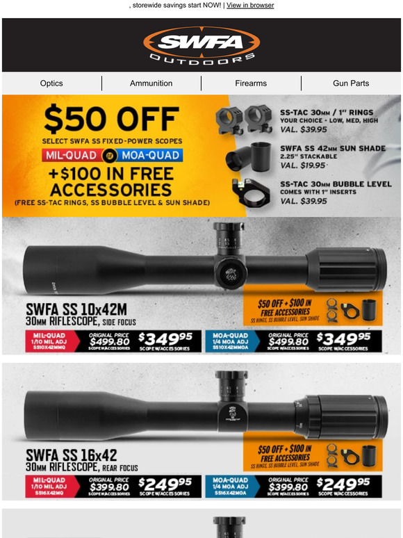 SWFA: SWFA SS Kits - $50 OFF + $100 FREE Goods! | Milled