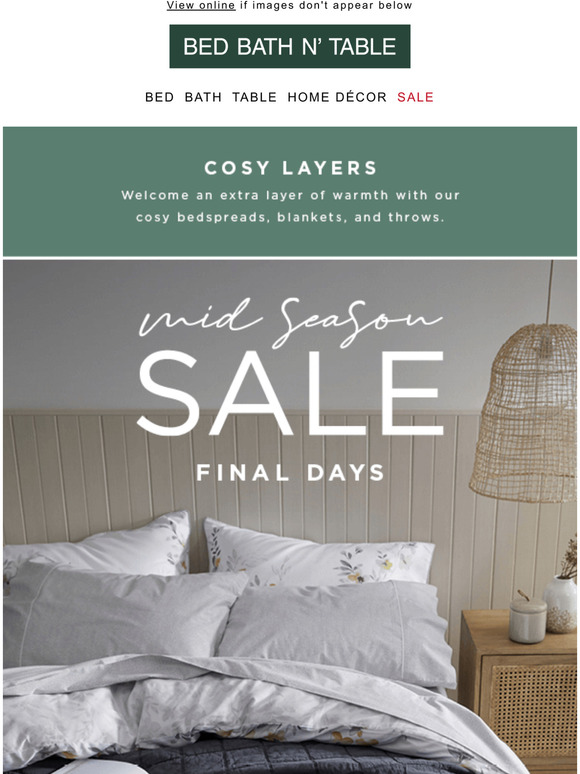 bedbathntable: Cosy Layers | Final Days Of Sale | Milled