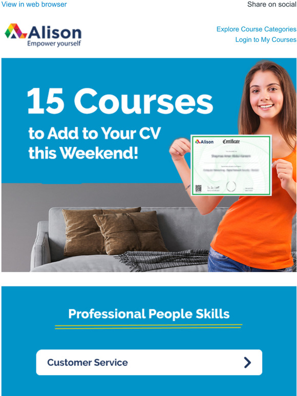 Alison: -Make your CV Stand Out with these 15 Adaptable Courses! | Milled