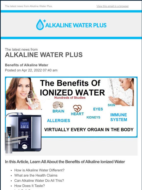 Alkaline Water Plus: Benefits of Alkaline Water | Milled