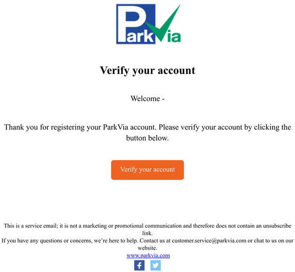 ParkVia: Verify your account | Milled