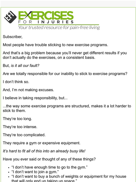 Exercises For Injuries: Over 45? Have trouble sticking to an exercise ...