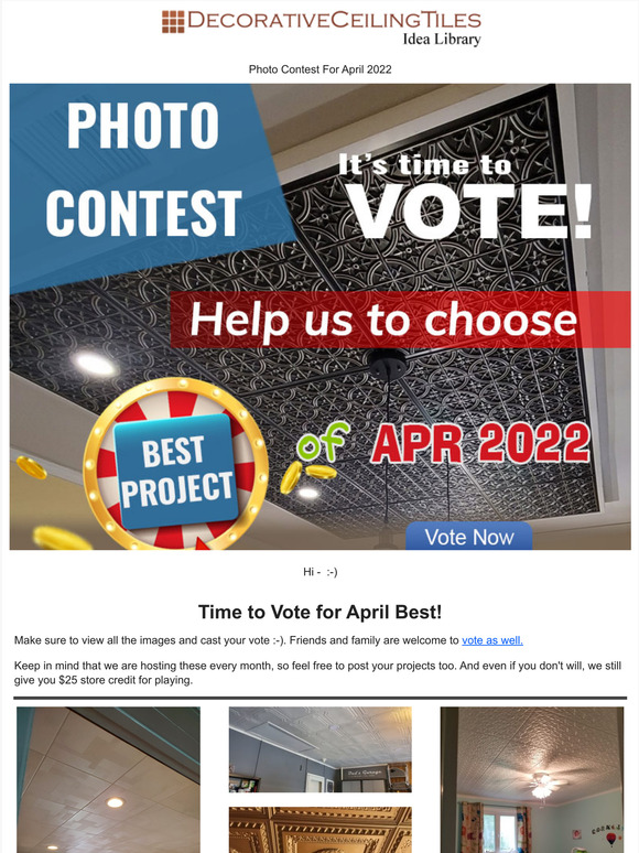 Decorative Ceiling Tiles: Time to VOTE - Photo Contest for April Month ...
