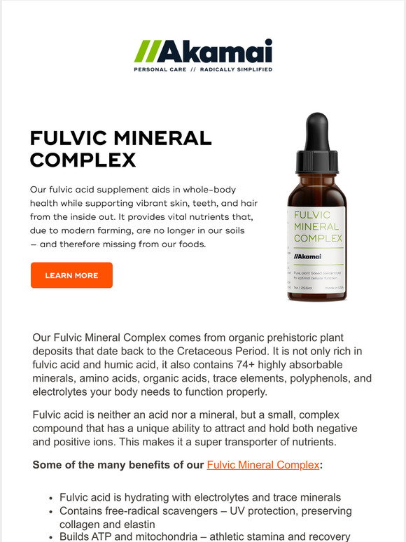 Akamai: Did you know Fulvic Mineral Complex does all this? And why ours ...