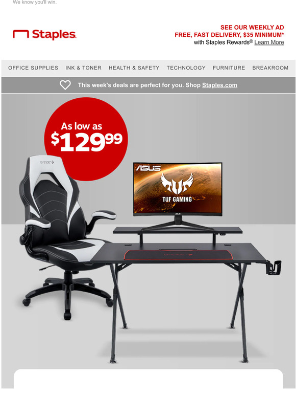 Staples: Ready to play? Set up your gaming space as low as $129.99 ...