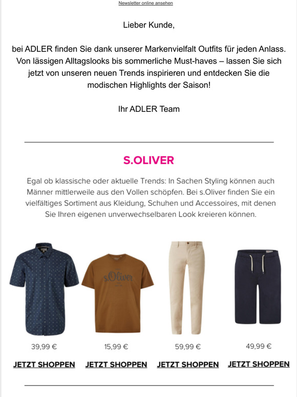 Adler Moden: 20% auf Ihren Einkauf | Entdecken Sie unsere ...