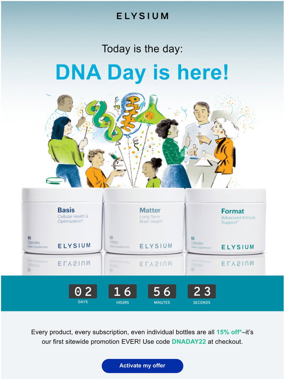 Elysium Health: Its officially DNA Day! Open for 15% off sitewide | Milled