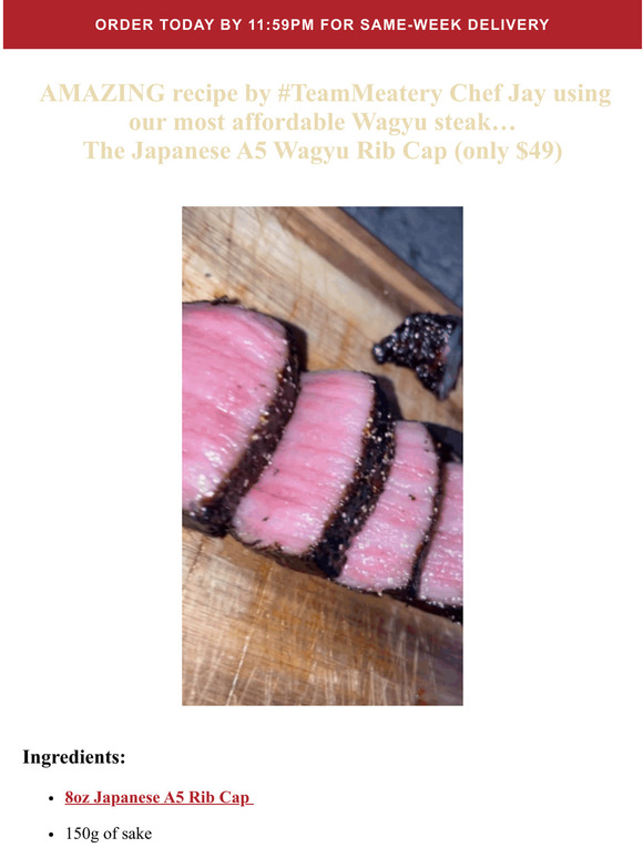 The Meatery: #TeamMeatery Chef Jay's Japanese A5 Wagyu Rib Cap Recipe ...