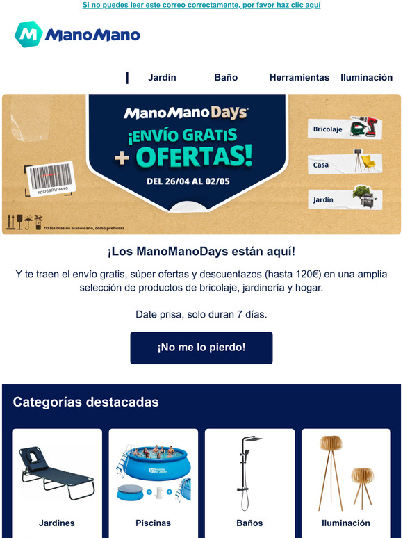 ManoMano: ManoManoDays: envo gratis y ofertas! | Milled