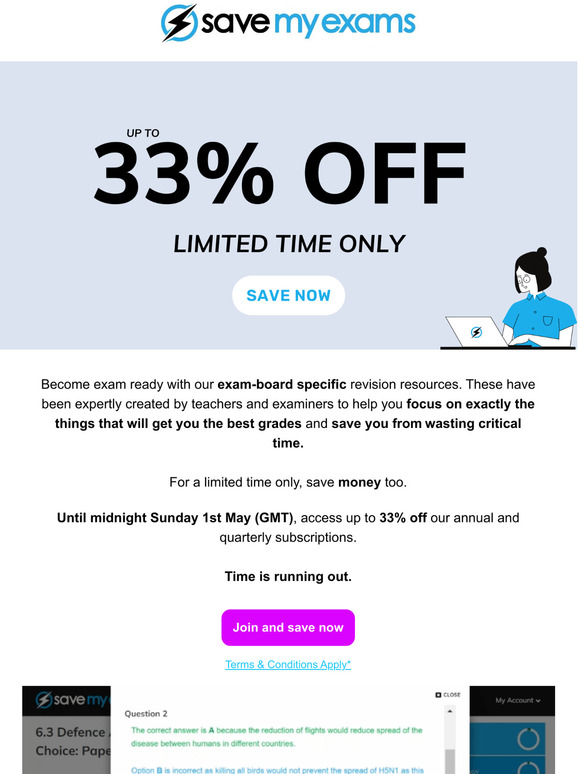Save My Exams: Up to 33% off for a limited time only: our biggest ...