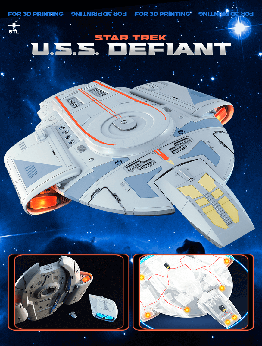 Gambody: USS Defiant for 3D printing - highly detailed and mighty ...