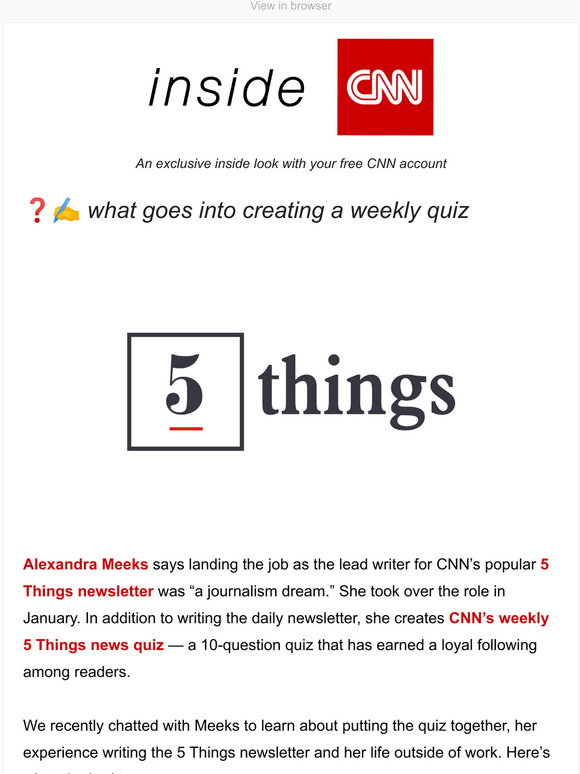 CNN: The making of the weekly 5 Things news quiz | Milled