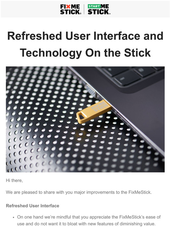 FixMeStick: Refreshed user interface and technology on the stick | Milled